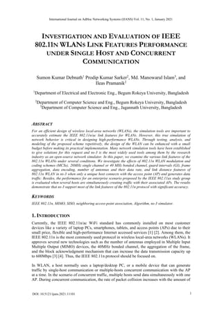 Investigation and Evaluation of IEEE 802.11n WLANs Link Features Performance Under Single Host ...
