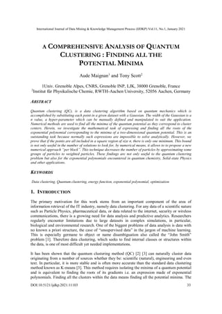 A Comprehensive Analysis of Quantum Clustering : Finding All the Potential Minima | PDF
