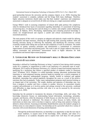 INTERNSHIP ASSESSMENT AND EVALUATION IN HIGHER EDUCATION | PDF