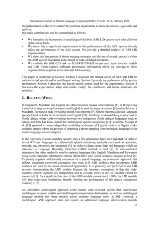 Integration of Phonotactic Features for Language Identification on Code-Switched Speech | PDF