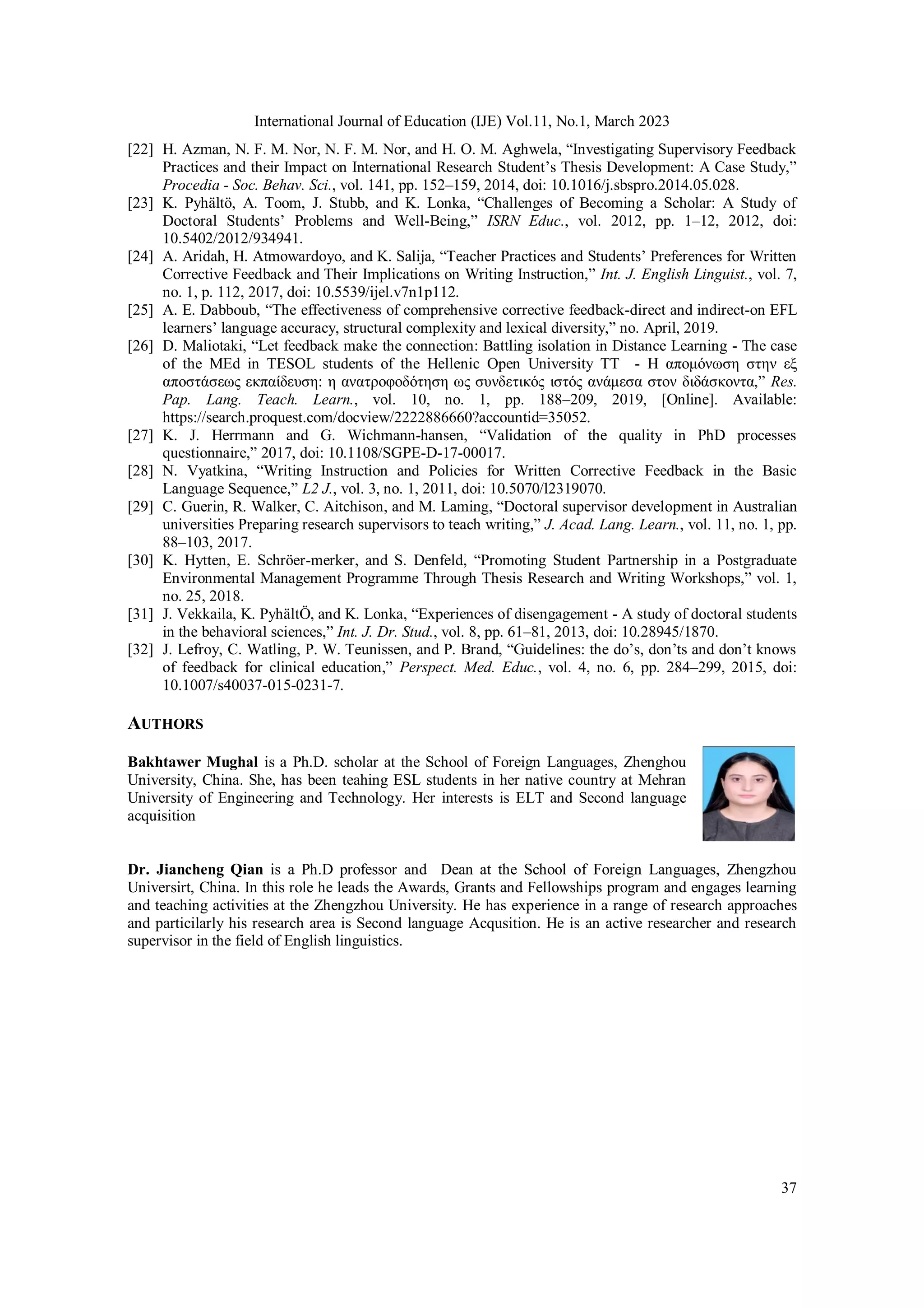 EFFECTS OF SUPERVISORY WRITTEN CORRECTIVE FEEDBACK: A REVIEW TO HIGHLIGHT PAST AND FUTURE ...