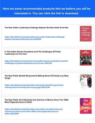 The New Public Leadership Challenge Stephen Brookes Keith Grint | PDF