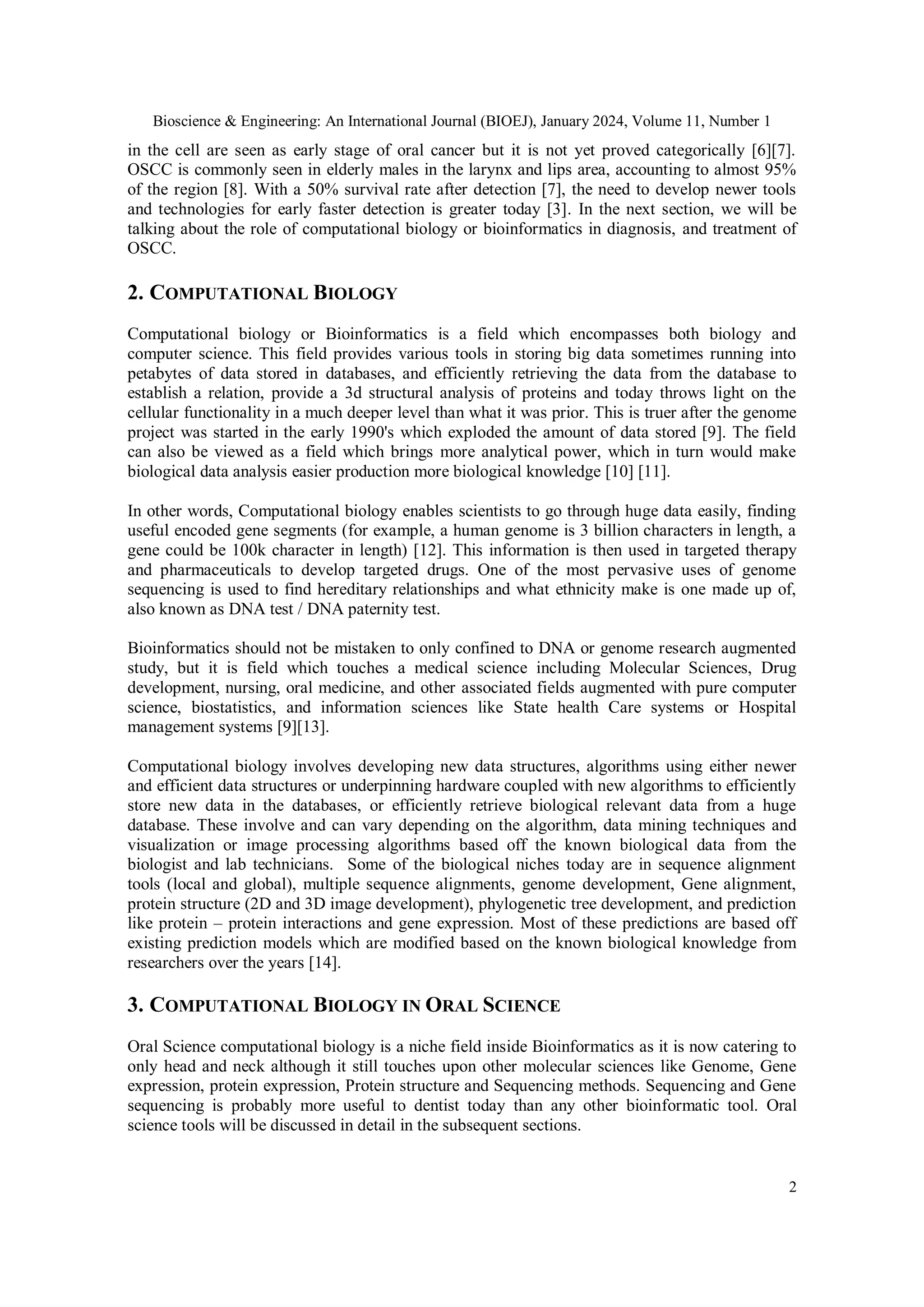 Role of Computational Biology in Oral Science | PDF