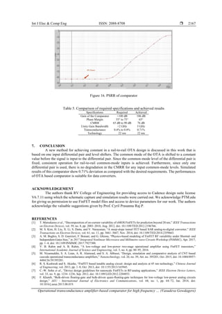 Operational transconductance amplifier-based comparator for high frequency applications using 22 ...