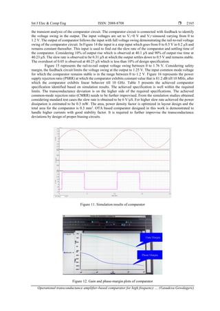 Operational transconductance amplifier-based comparator for high frequency applications using 22 ...