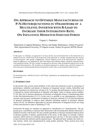 On Approach to Optimize Manufacturing of P-N-heterojunctions in Tframework of a Multilevel ...