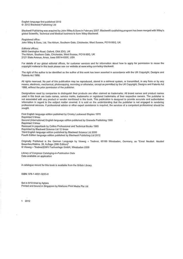 Architects Data 4th Edition Ernst Neufert Peter Neufert | PDF