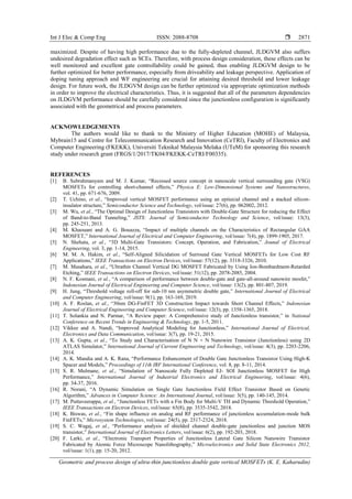 Geometric and process design of ultra-thin junctionless double gate vertical MOSFETs | PDF