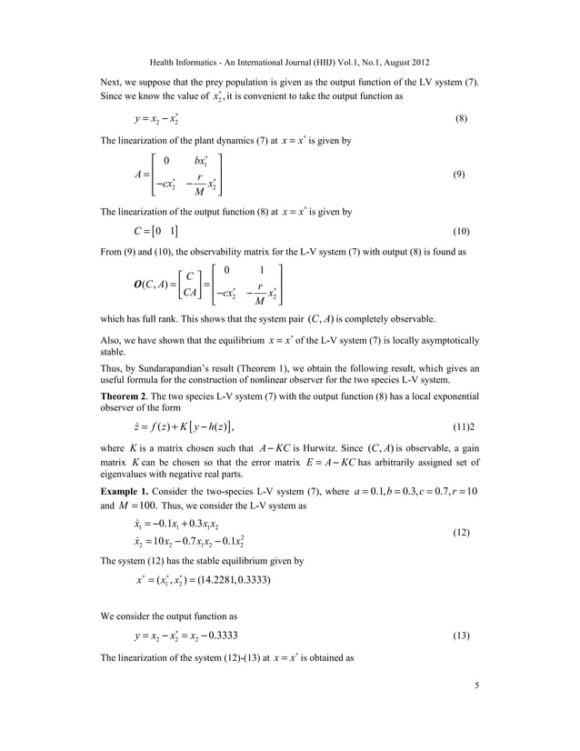 NONLINEAR OBSERVER DESIGN FOR L-V SYSTEM | PDF