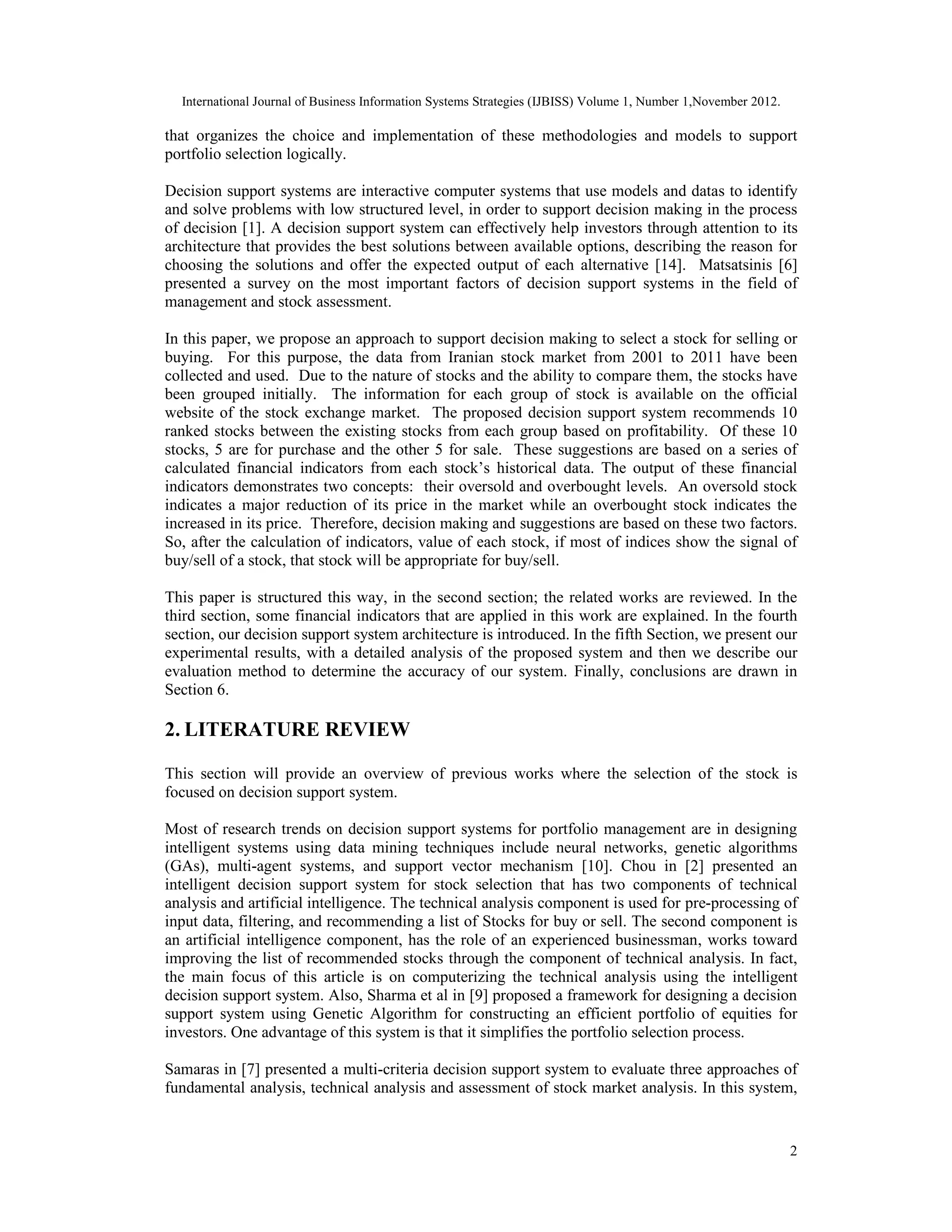 ENHANCED DECISION SUPPORT SYSTEM FOR PORTFOLIO MANAGEMENT USING ...