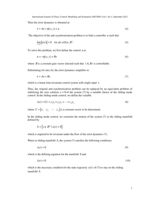 HYBRID SYNCHRONIZATION OF HYPERCHAOTIC LIU SYSTEMS VIA SLIDING MODE ...
