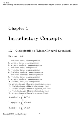 sample solutions manual of a first course in integral equations by wazwaz 2nd edition | PDF