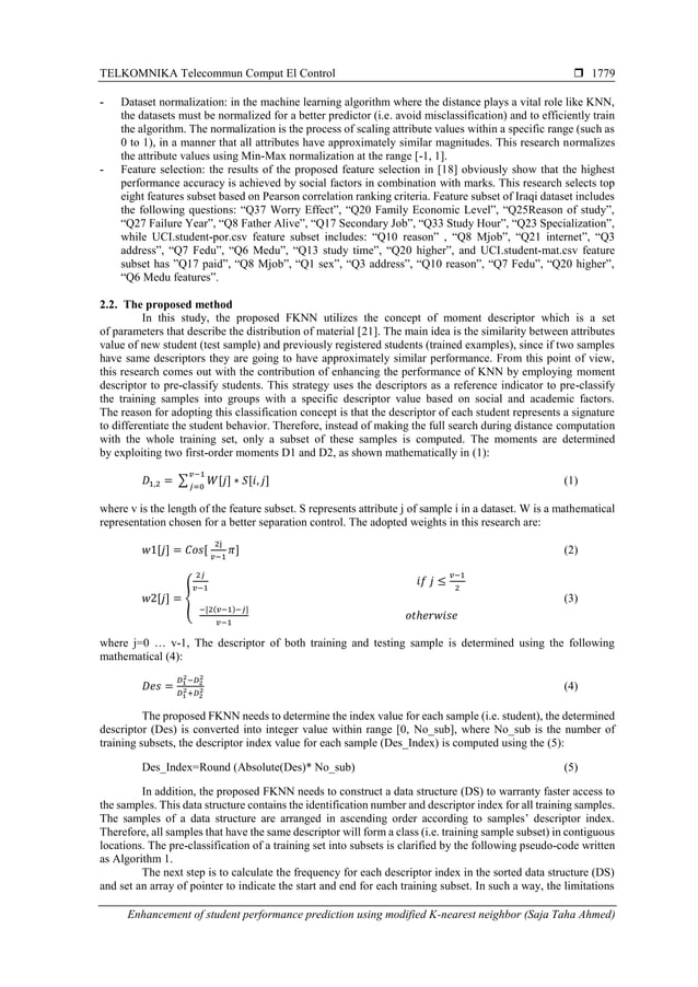 Enhancement of student performance prediction using modified K-nearest neighbor | PDF