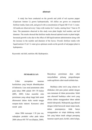 PERTUMBUHAN DAN HASIL CABAI RAWIT MERAH (Capsicum annum L.) PADA SISTEM ...