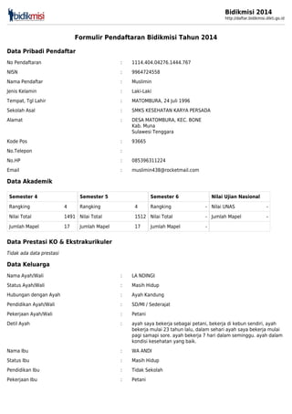 1114404042761444767 formulir-peserta-bidikmisi-2014 | PDF