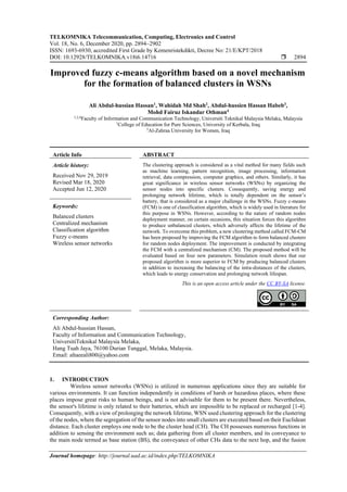 Improved fuzzy c-means algorithm based on a novel mechanism for the ...