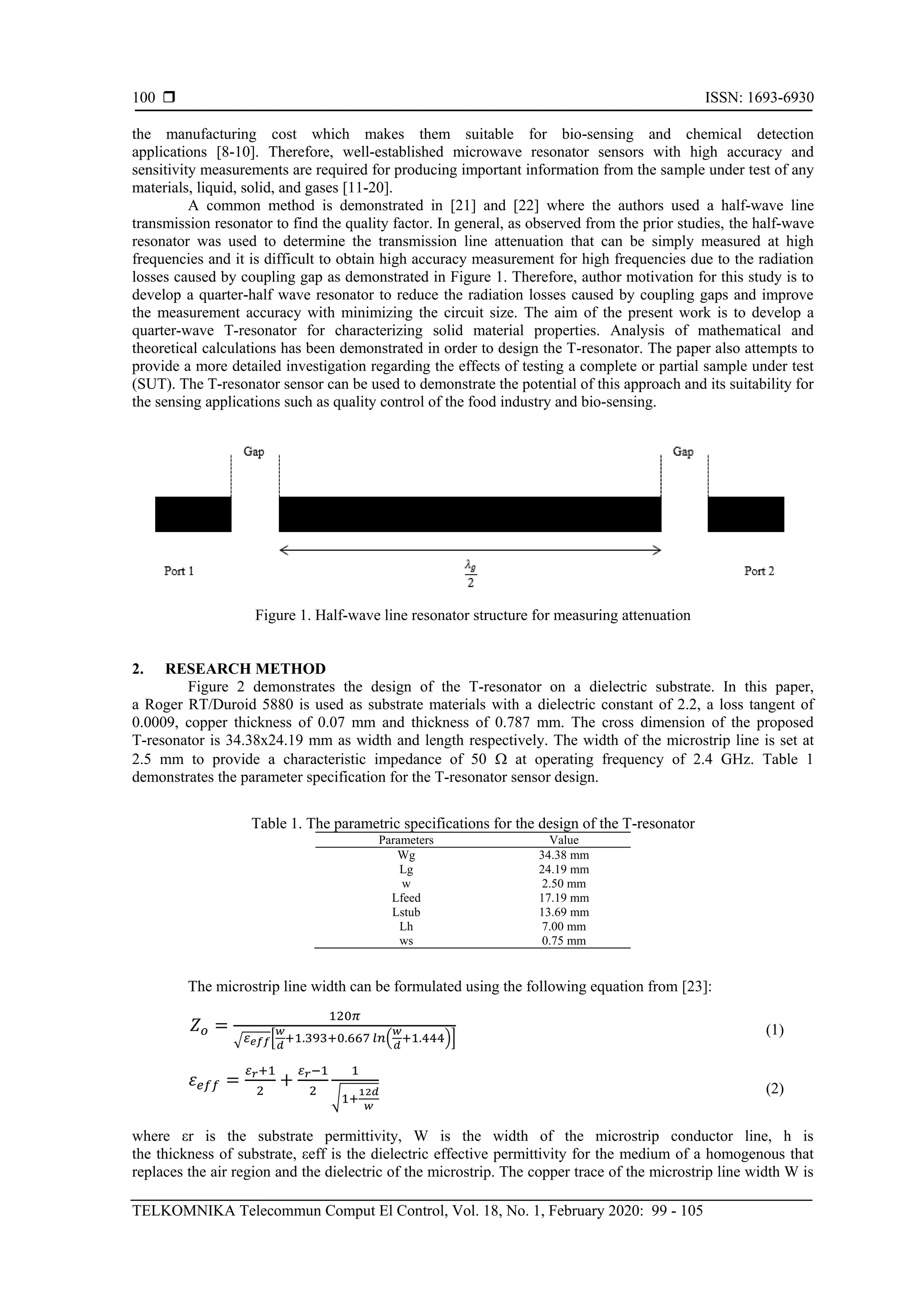 Accurate characterizations of material using microwave T-resonator for solid sensing ...