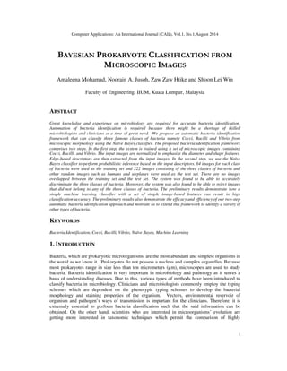 BAYESIAN PROKARYOTE CLASSIFICATION FROM MICROSCOPIC IMAGES | PDF