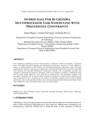 HYBRID GASA FOR BI-CRITERIA MULTIPROCESSOR TASK SCHEDULING WITH ...
