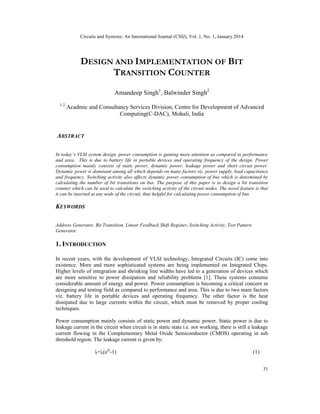 DESIGN AND IMPLEMENTATION OF BIT TRANSITION COUNTER | PDF