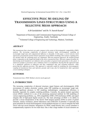 EFFECTIVE PEEC MODELING OF TRANSMISSION LINES STRUCTURES USING A ...