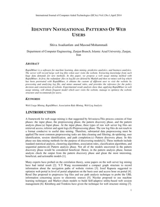 IDENTIFY NAVIGATIONAL PATTERNS OF WEB USERS | PDF