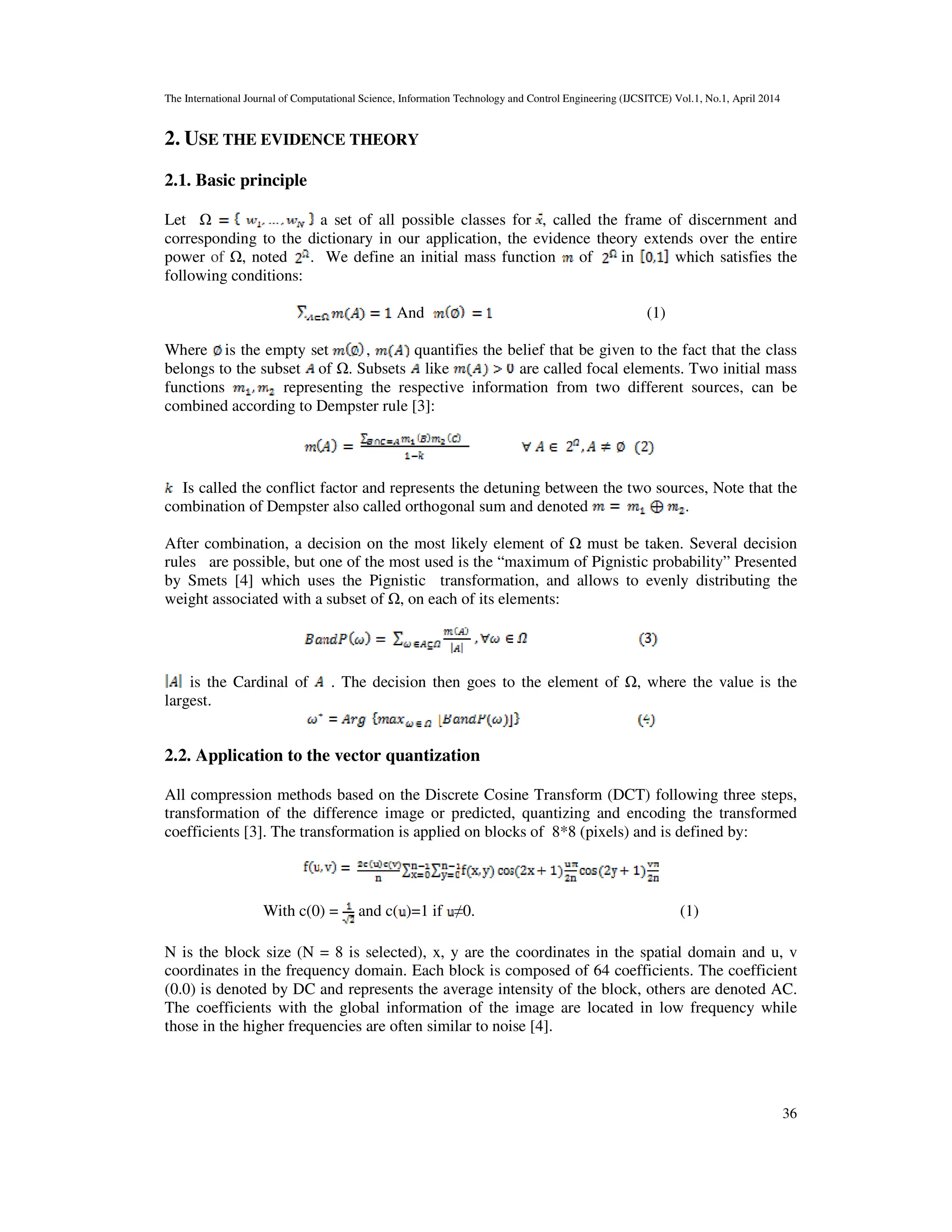 Color Satellite Image Compression Using the Evidence Theory and Huffman ...
