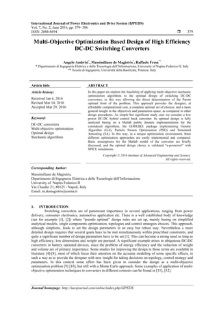 Multi-Objective Optimization Based Design of High Efficiency DC-DC Switching Converters | PDF