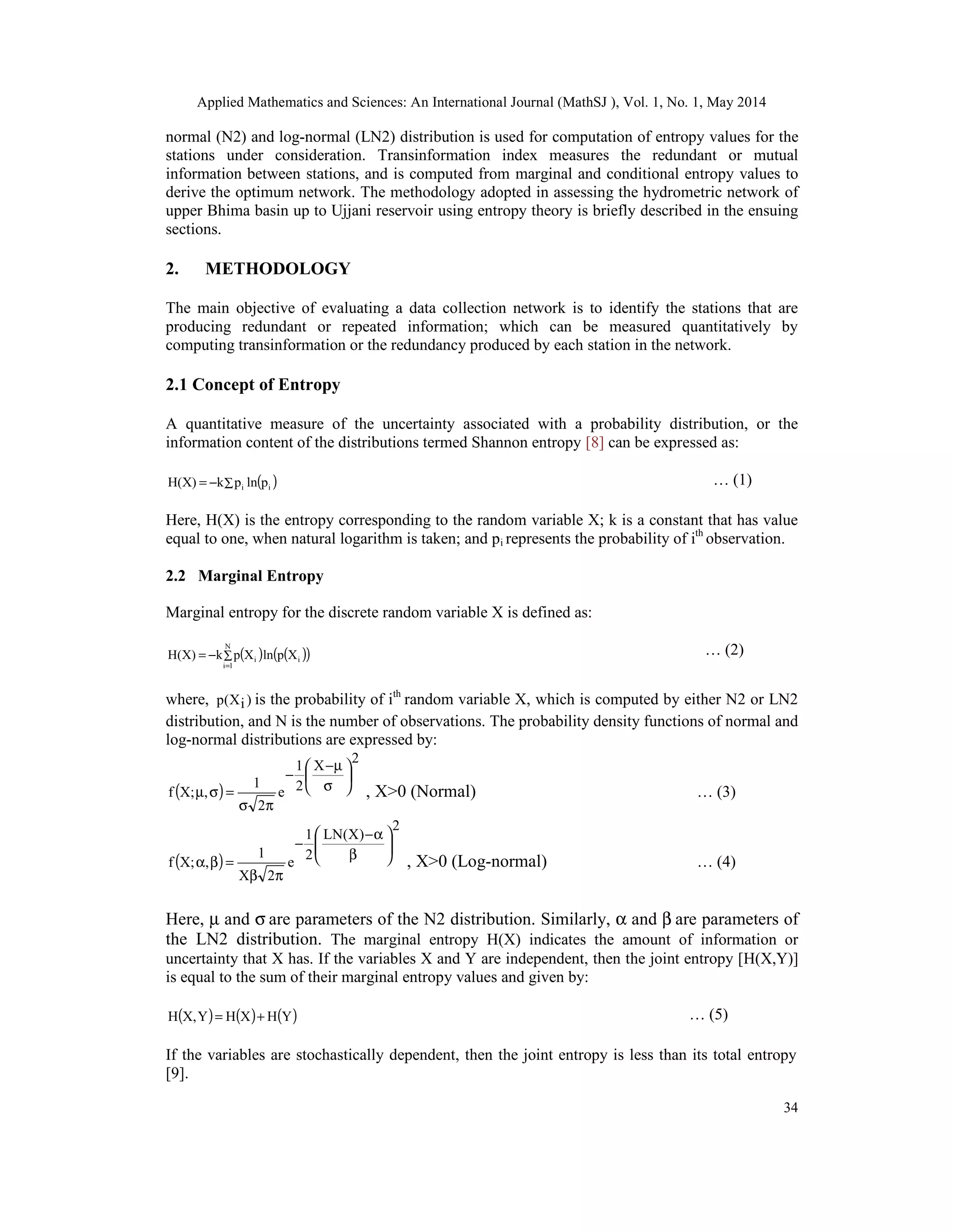ENTROPY BASED ASSESSMENT OF HYDROMETRIC NETWORK USING NORMAL AND LOG-NORMAL DISTRIBUTIONS | PDF