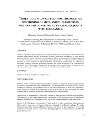 THREE-DIMENSIONAL STUDY FOR THE RELATIVE POSITIONING OF MECHANICAL ...