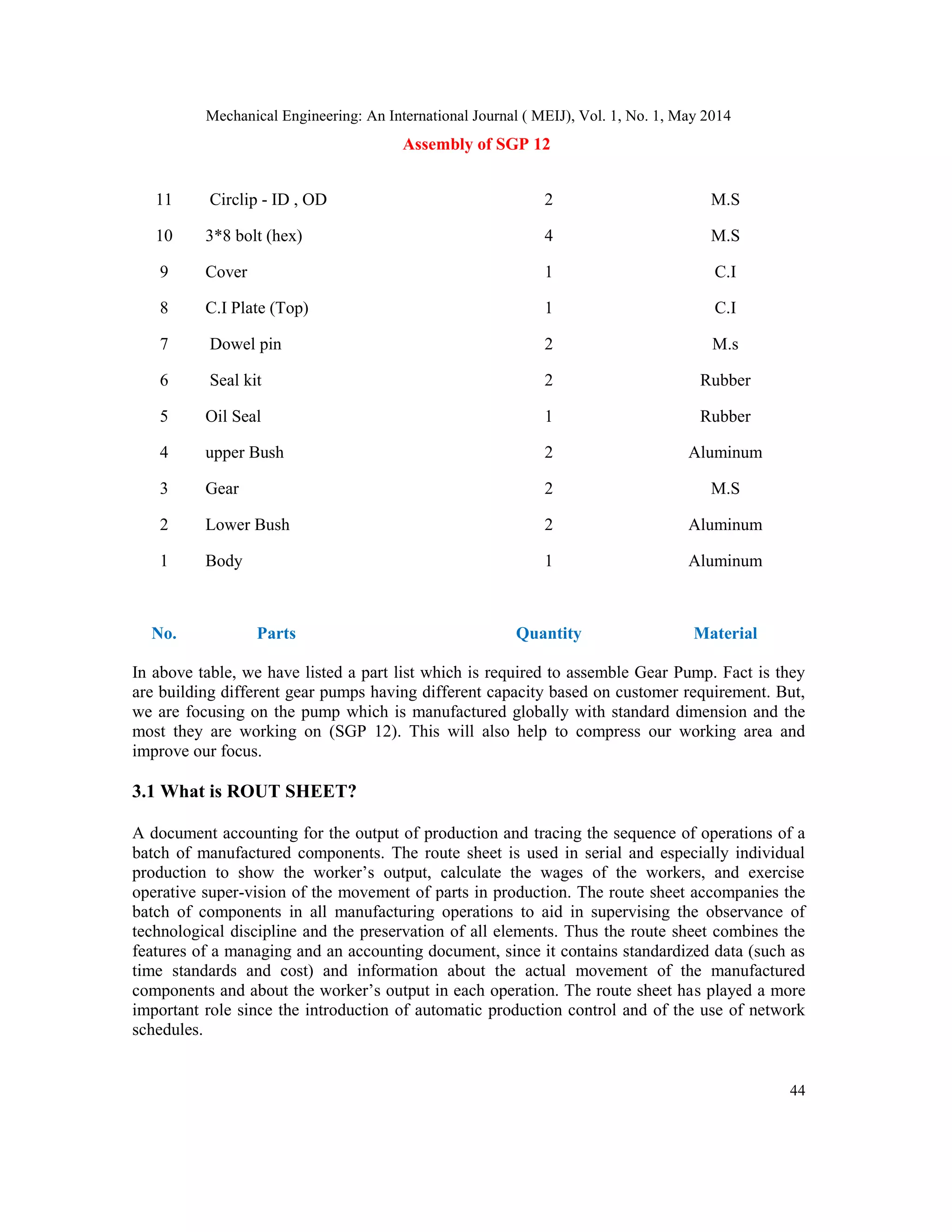 PRODUCTION PROCESS ANALYSIS ON MANUFACTURING OF HYDRAULIC GEAR PUMP | PDF