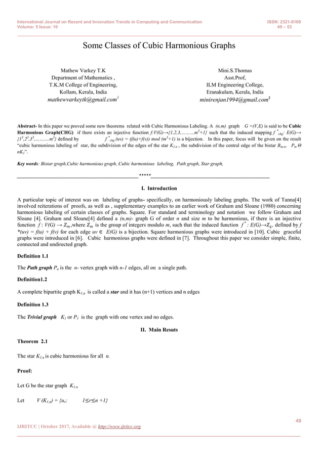 Some Classes of Cubic Harmonious Graphs | PDF