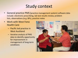 Identifying deficiencies in long-term condition management using ...