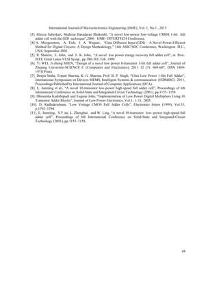 PERFORMANCE ANALYSIS OF LOW POWER FULL ADDER CELLS USING 45NM CMOS ...