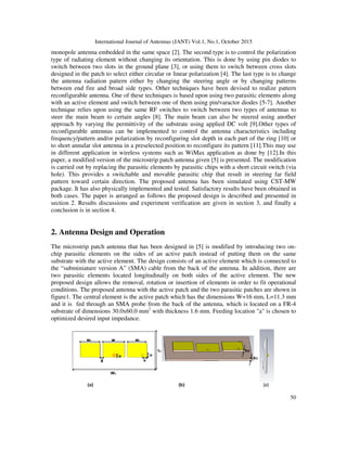 MICROSTRIP ANTENNA PATTERN RECONFIGURATION USING ON-CHIP PARASITIC ...
