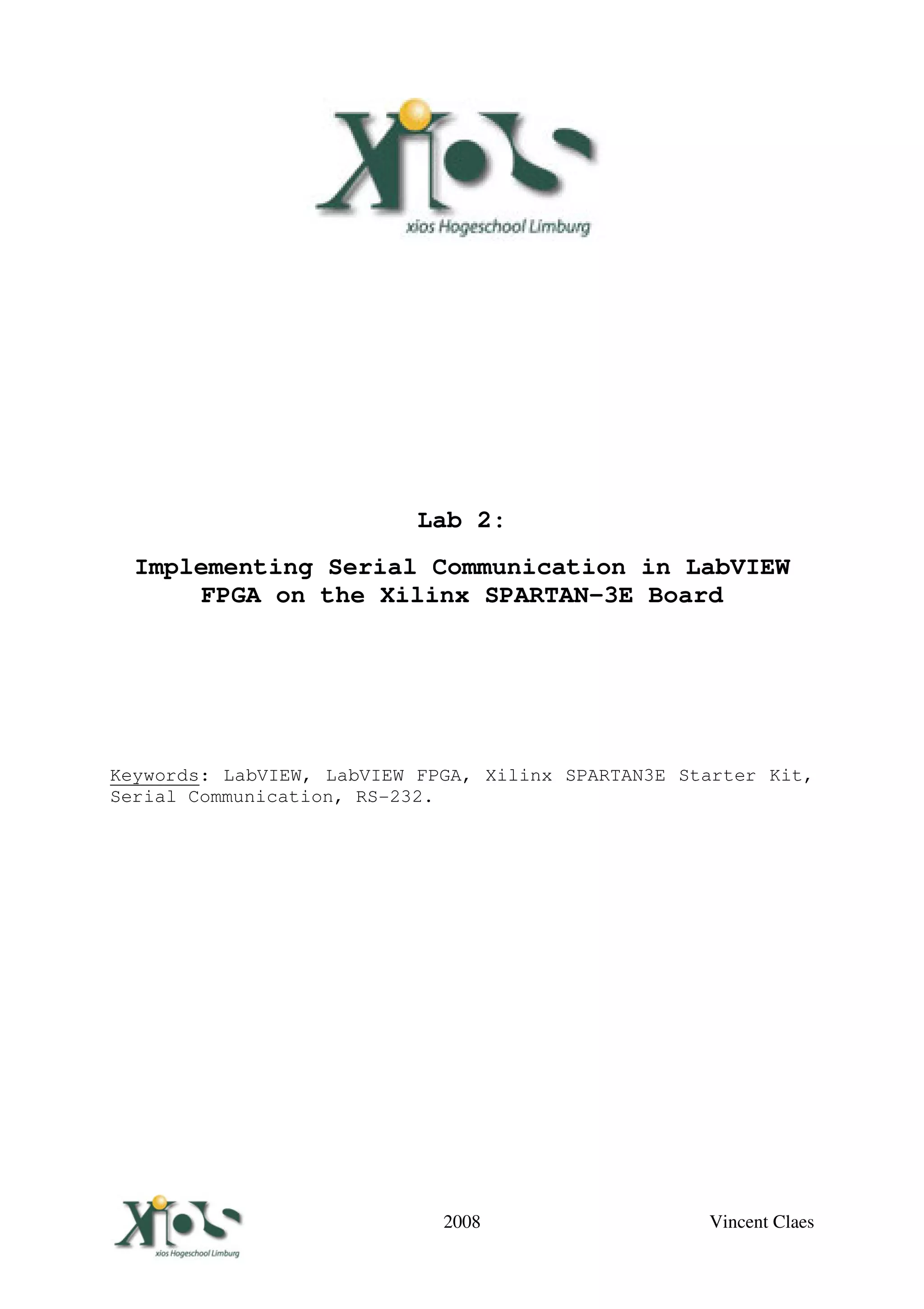Serial Communication in LabVIEW FPGA on Xilinx Spartan 3E Starter board ...