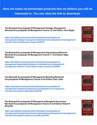 The Blackwell Encyclopedia Of Management Operations Management ...