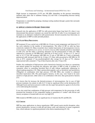 HIGH-PRESSURE PROCESSING AND ITS APPLICATIONS IN THE DAIRY INDUSTRY | PDF