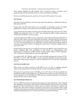 HIGH-PRESSURE PROCESSING AND ITS APPLICATIONS IN THE DAIRY INDUSTRY | PDF