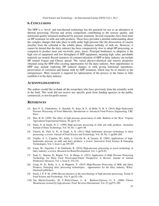 HIGH-PRESSURE PROCESSING AND ITS APPLICATIONS IN THE DAIRY INDUSTRY | PDF