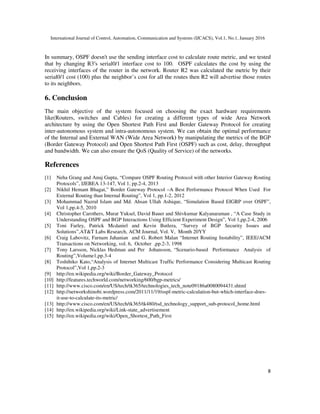 Optimal Performance Analysis Enabling OSPF and BGP in Internal and ...