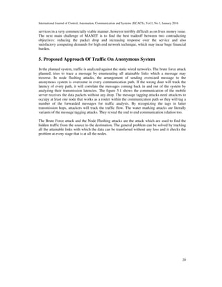 STATISTICAL DISCLOSURE OF TRAFFIC ON ANONYMOUS SYSTEM USING MANETs | PDF