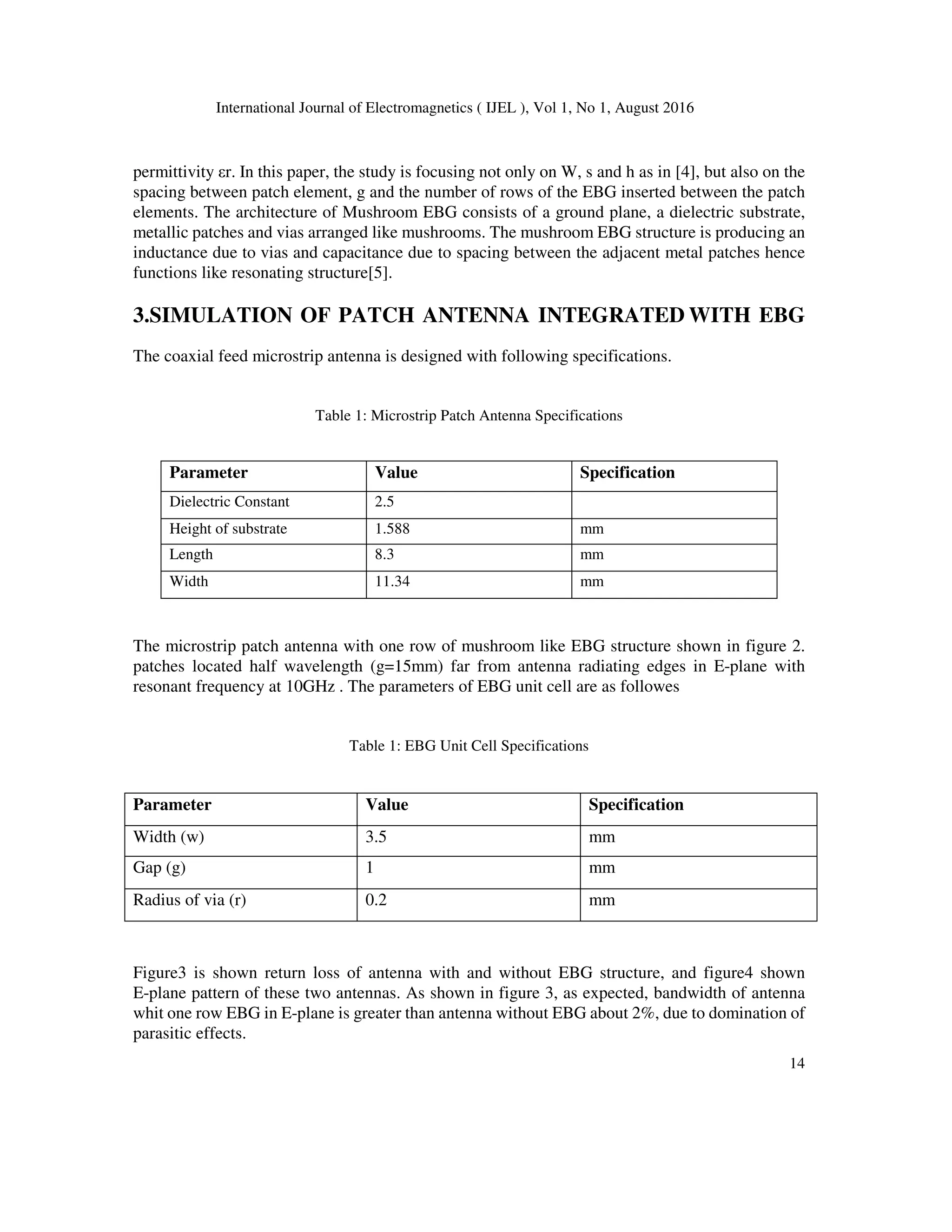 Effect of EBG Structures on the Field Pattern of Patch Antennas | PDF