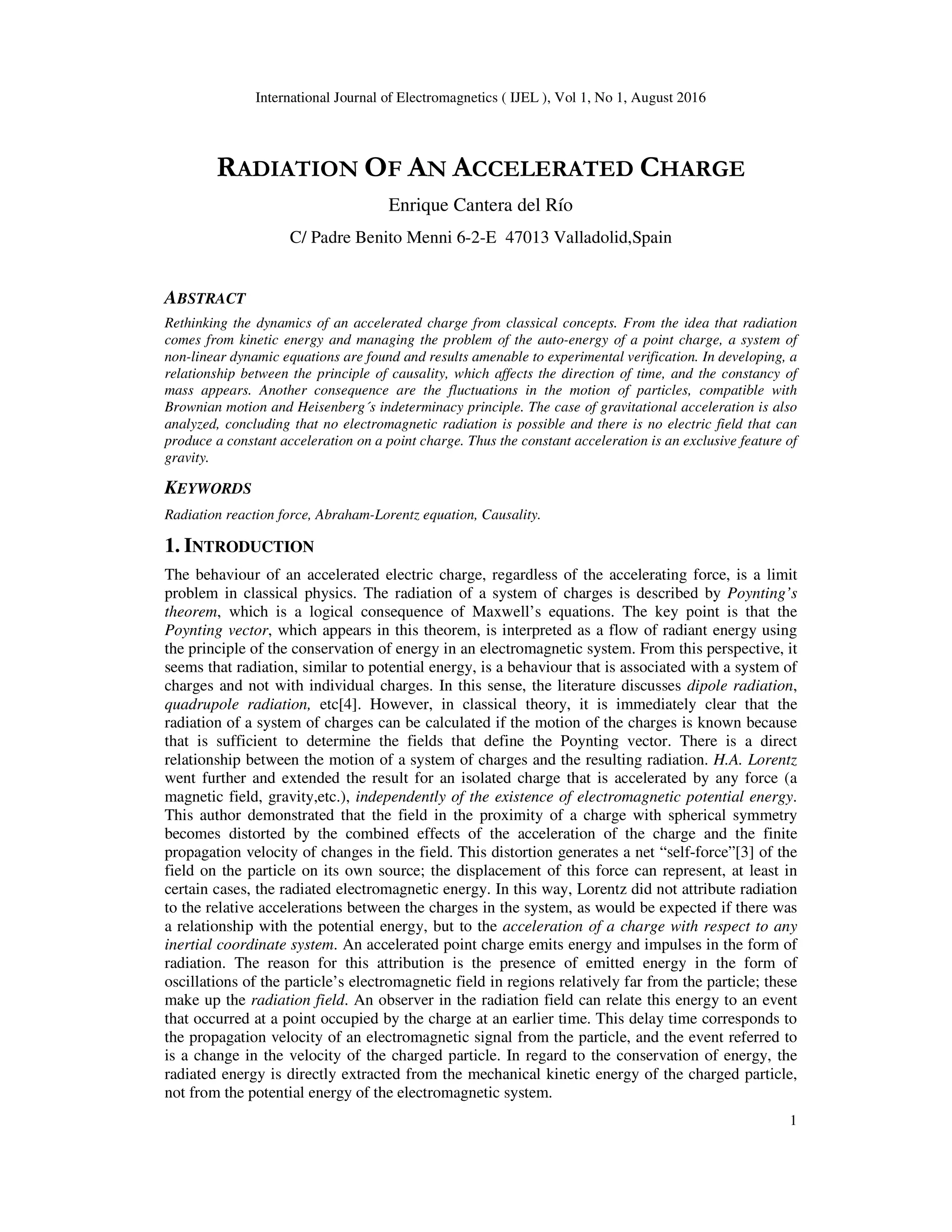 RADIATION OF AN ACCELERATED CHARGE | PDF