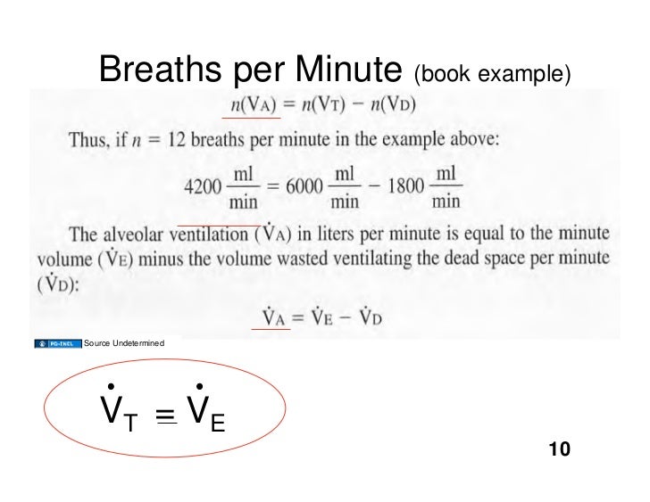 Calculate minute ventilation, dead space ventilation and alveolar ...