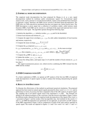 VOICED SPEECH CHARACTERISATION BASED ON EMPIRICAL MODE DECOMPOSITION | PDF