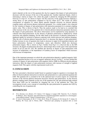 EFFECT OF ELECTRON-PHONON INTERACTION ON ELECTRON SPIN POLARIZATION IN A QUANTUM DOT LIGHT ...