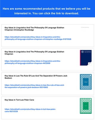 Key Ideas In Linguistics And The Philosophy Of Language Christopher ...