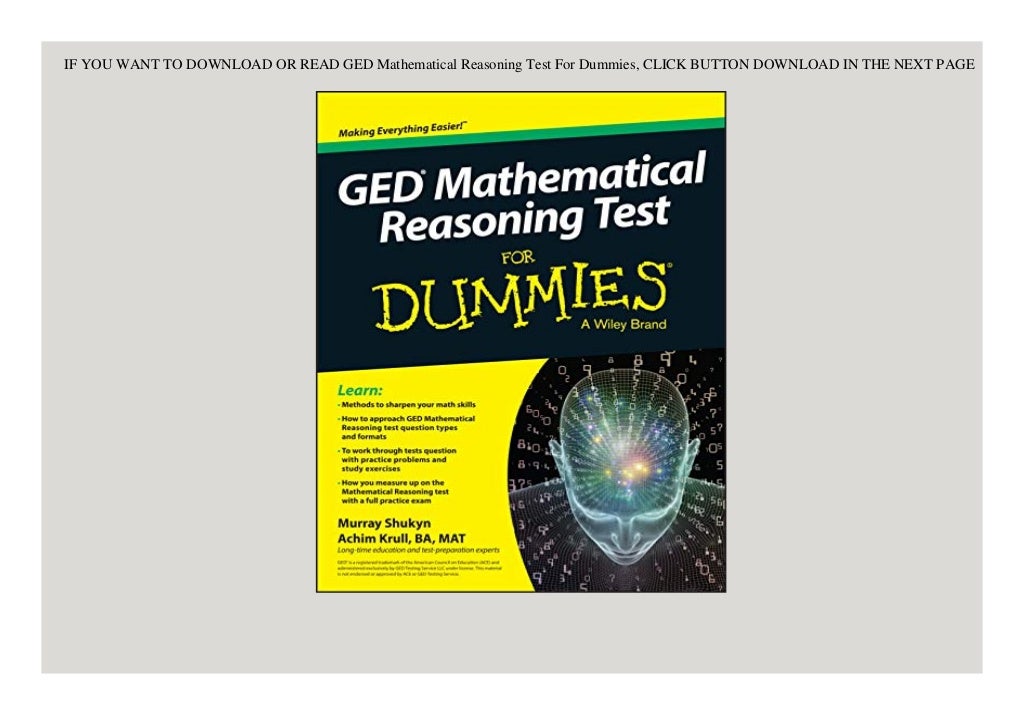 [PDF] GED Mathematical Reasoning Test For Dummies