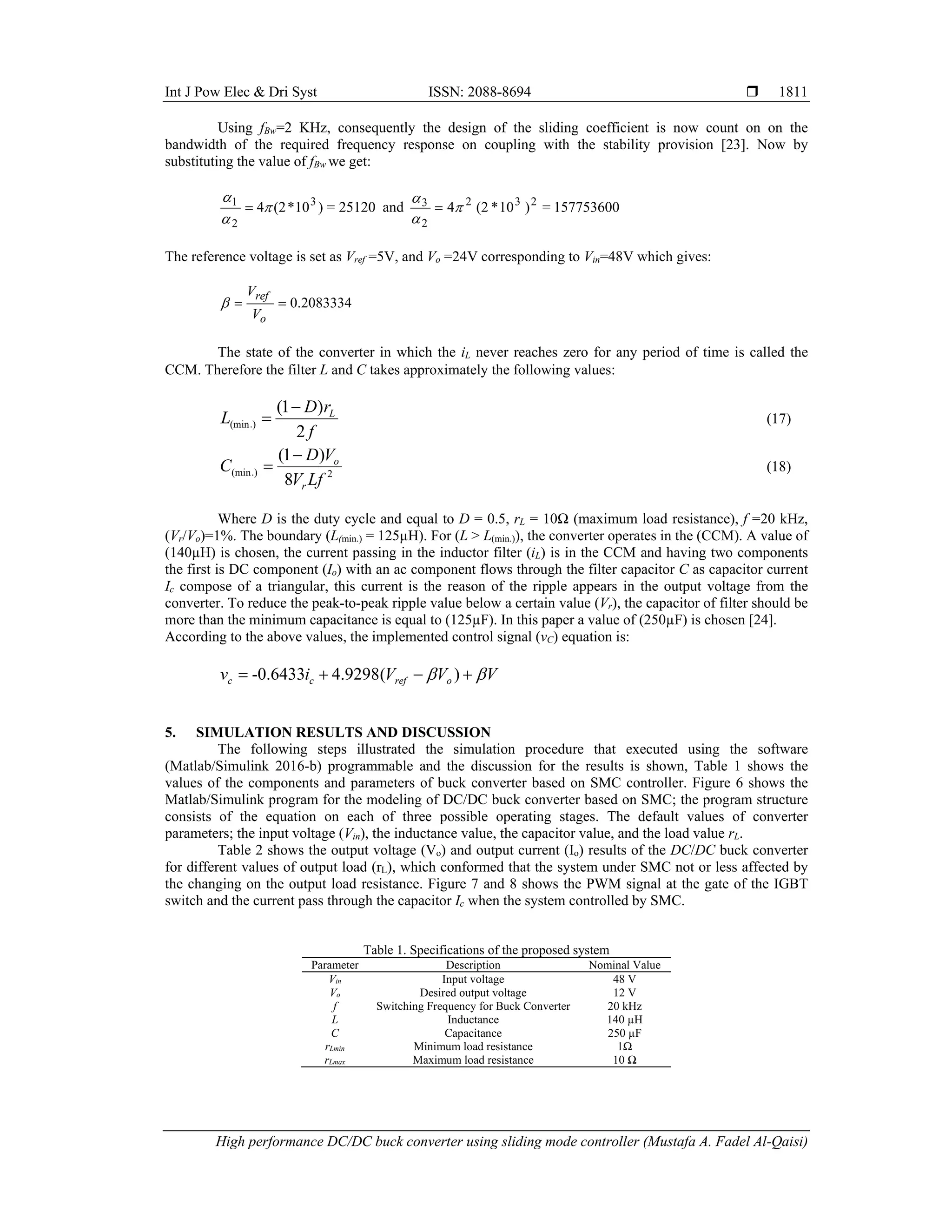 High performance DC/DC buck converter using sliding mode controller | PDF